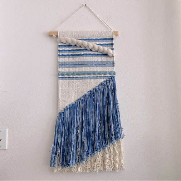 Wall Decor | Cream And Blue Macrame Wall Hanging | Poshmark